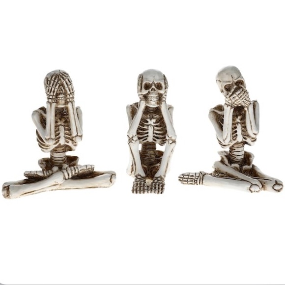 Accents | Ceramic Skeletons Depicting The Three Wise Monkeys No See No ...